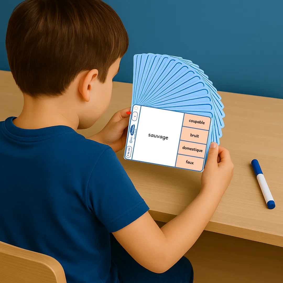 fiches effaçables vocabulaire sur les antonymes ou contraires